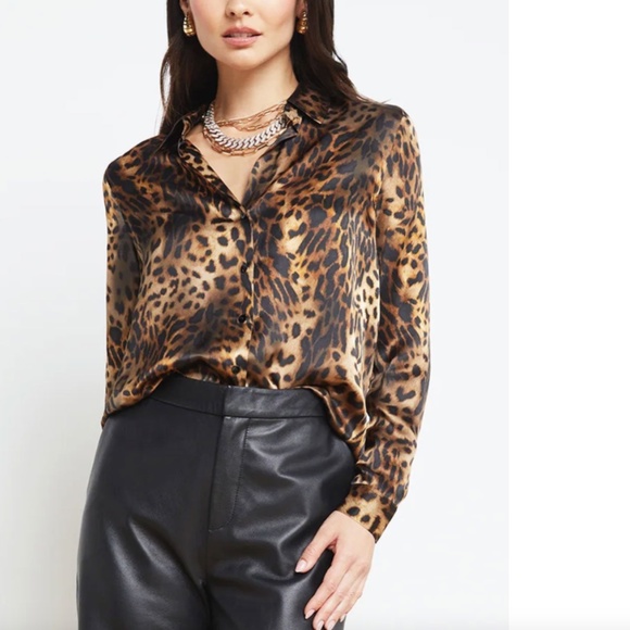 L'AGENCE | Tops | Lagence Tyler Leopardprint Silk Shirt | Poshmark